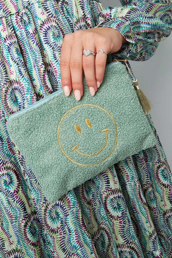 Smiley Face Teddy Make Up Bag - Green - Aurina Pop UP Ltd