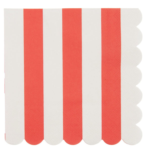 Red and White Striped Scalloped Paper Napkin - Aurina Pop UP Ltd